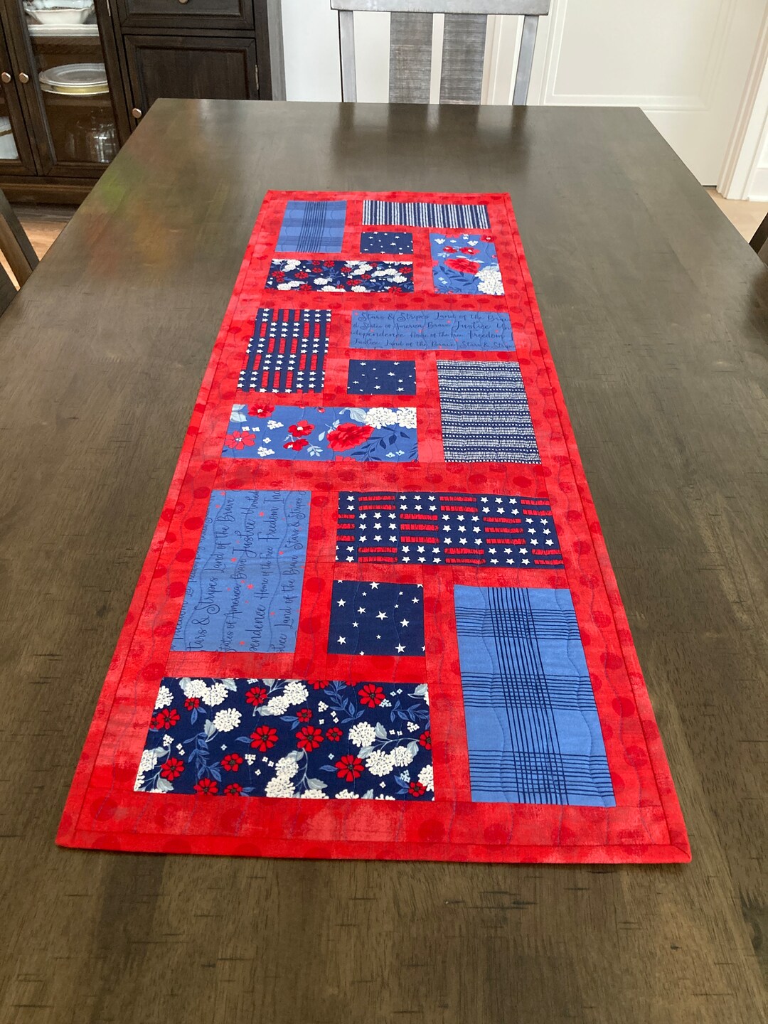 Quilted Patriotic Table Runner: 4th of July Decor (15x43.5 Inches) - Etsy