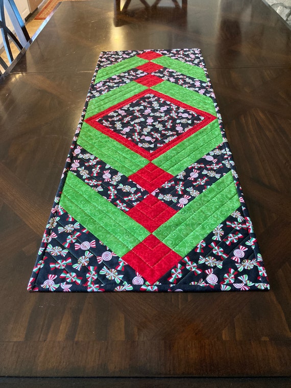 Quilted Table Runnerchristmas Candy Wrapper Table Runner | Etsy