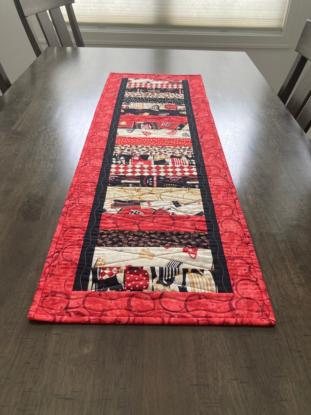 Quilted Coffee Table Runner: Handmade Coffee Mug Theme - Etsy