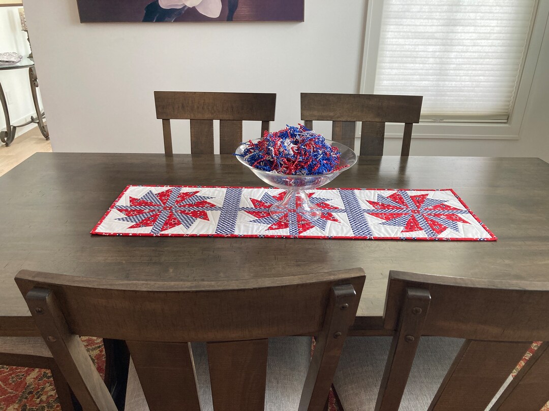 Quilted Patriotic Table Runner: Red White Blue Americana Decor - Etsy