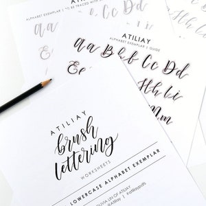 Brush Lettering Upper and Lowercase Alphabet Worksheets, Brush ...