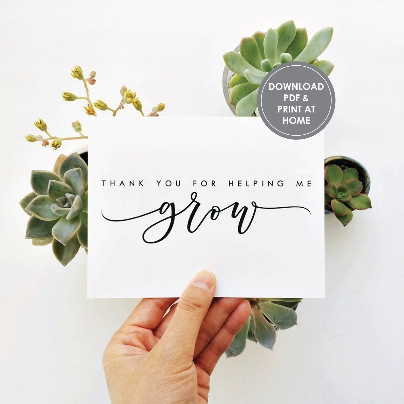 Thank You for Helping Me Grow Card INSTANT DOWNLOAD PDF - Etsy