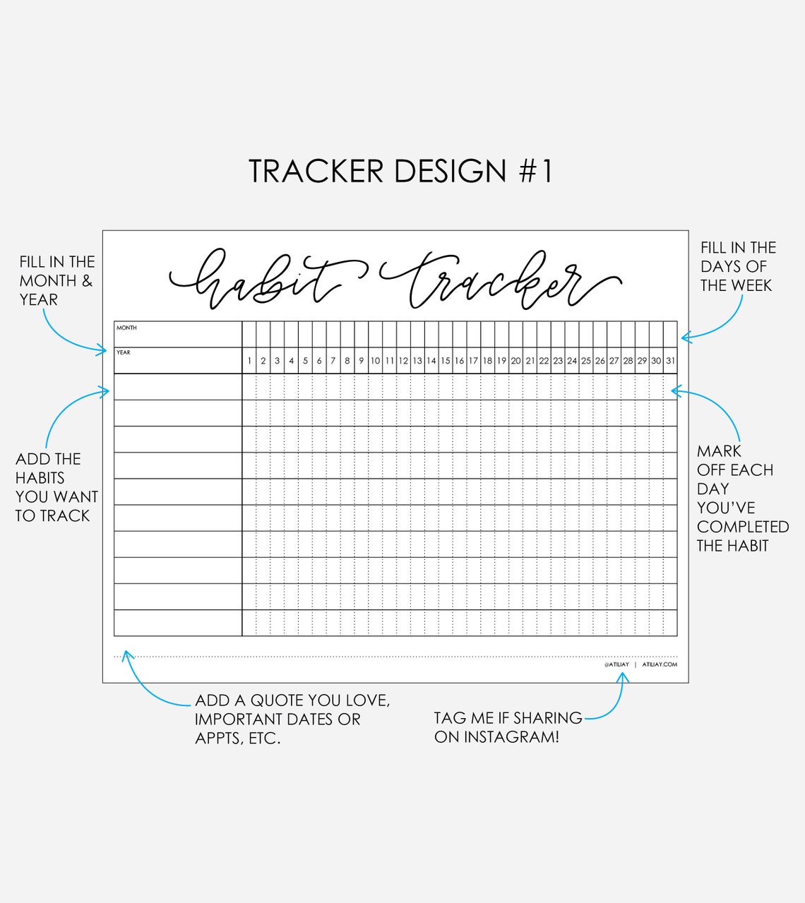 Habit Tracker PDF Habit Tracker Template Instant Download | Etsy