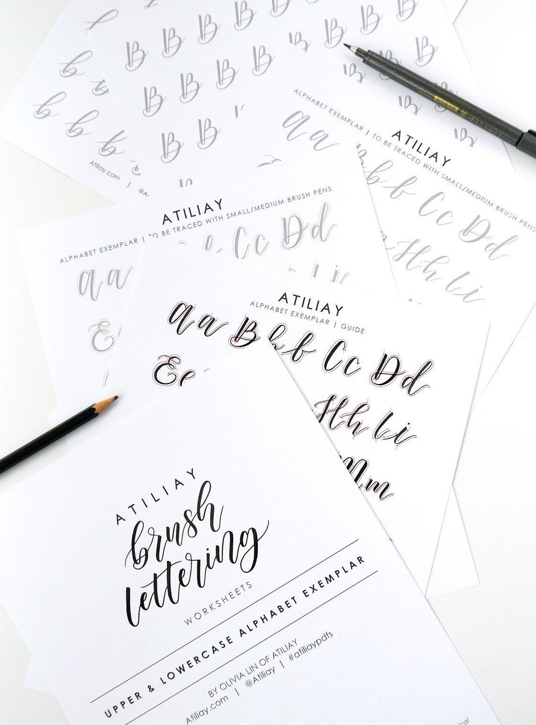 Brush Lettering Worksheet, Brush Lettering Alphabet, Calligraphy ...