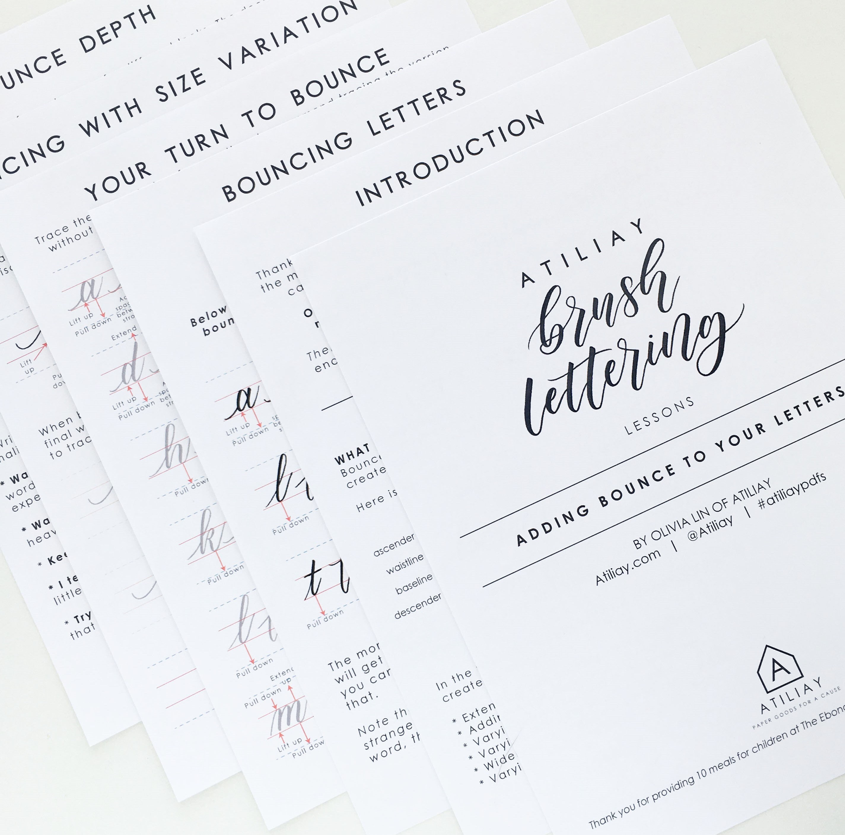 Bounce Lesson and Workbook Bounce Calligraphy Worksheet | Etsy