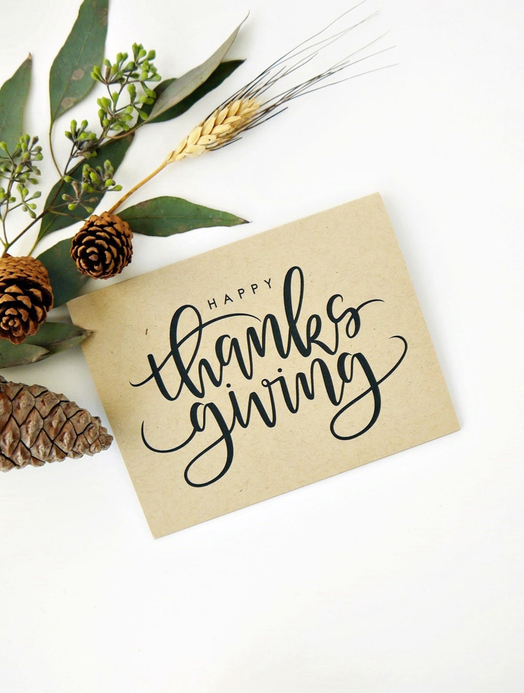 Happy Thanksgiving Card Kraft / Fall Card/ Hand Lettered Card / A2 ...