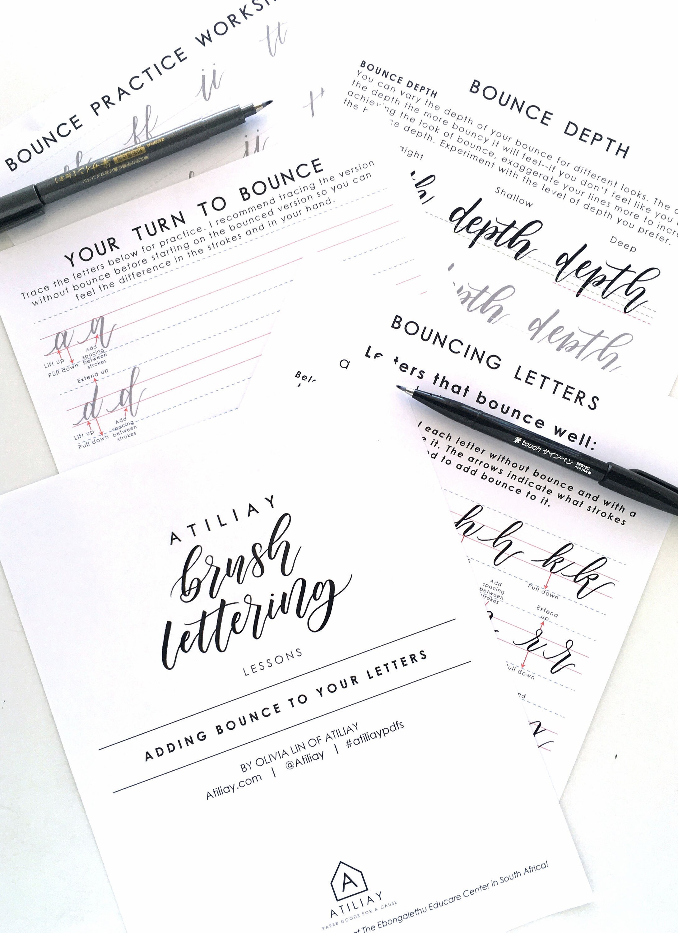 Bounce Lesson and Workbook Bounce Calligraphy Worksheet | Etsy