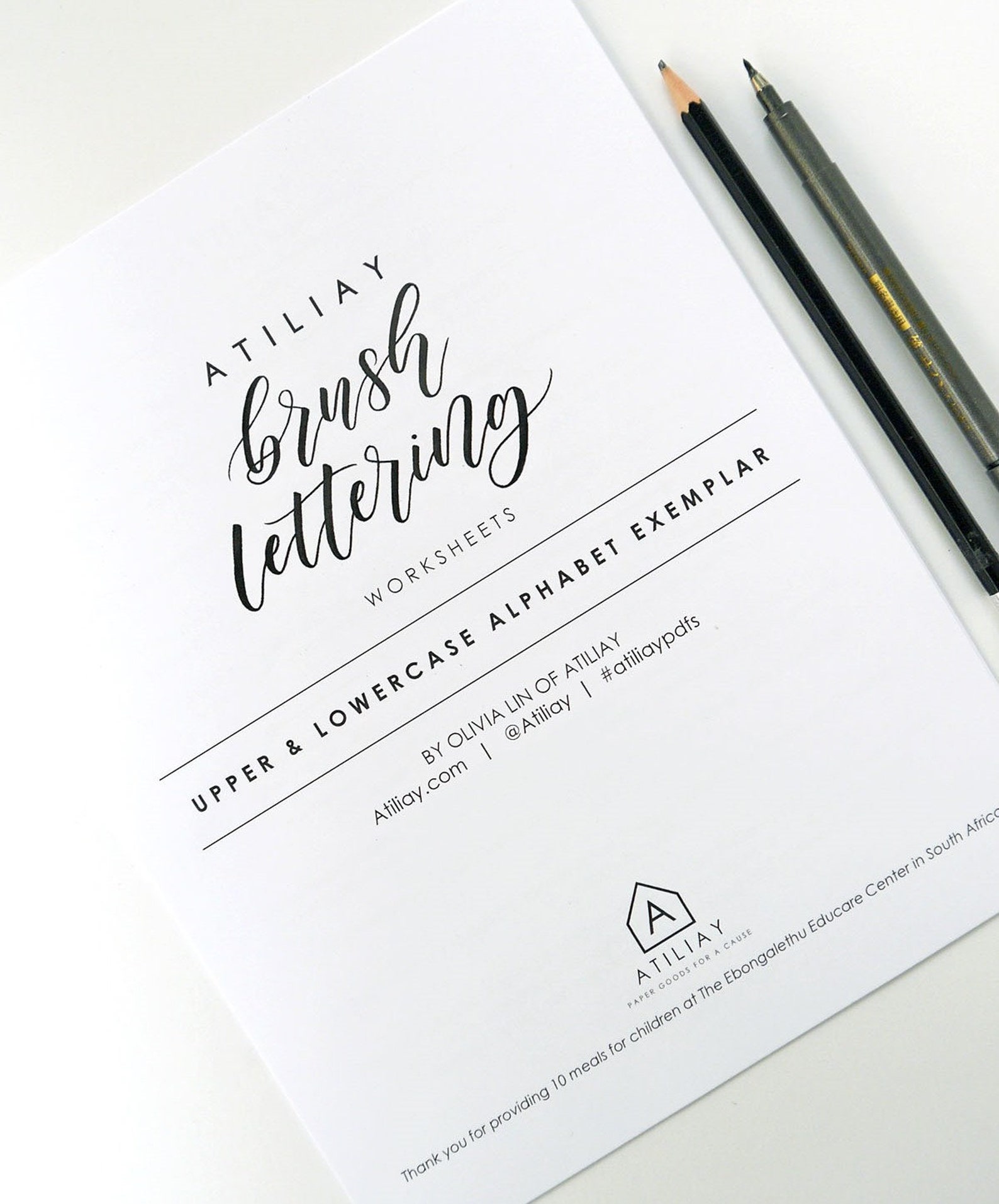 Brush Lettering Upper and Lowercase Alphabet Worksheets Brush - Etsy