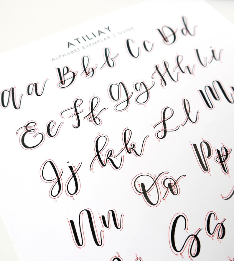 Brush Lettering Worksheet Brush Lettering Alphabet | Etsy