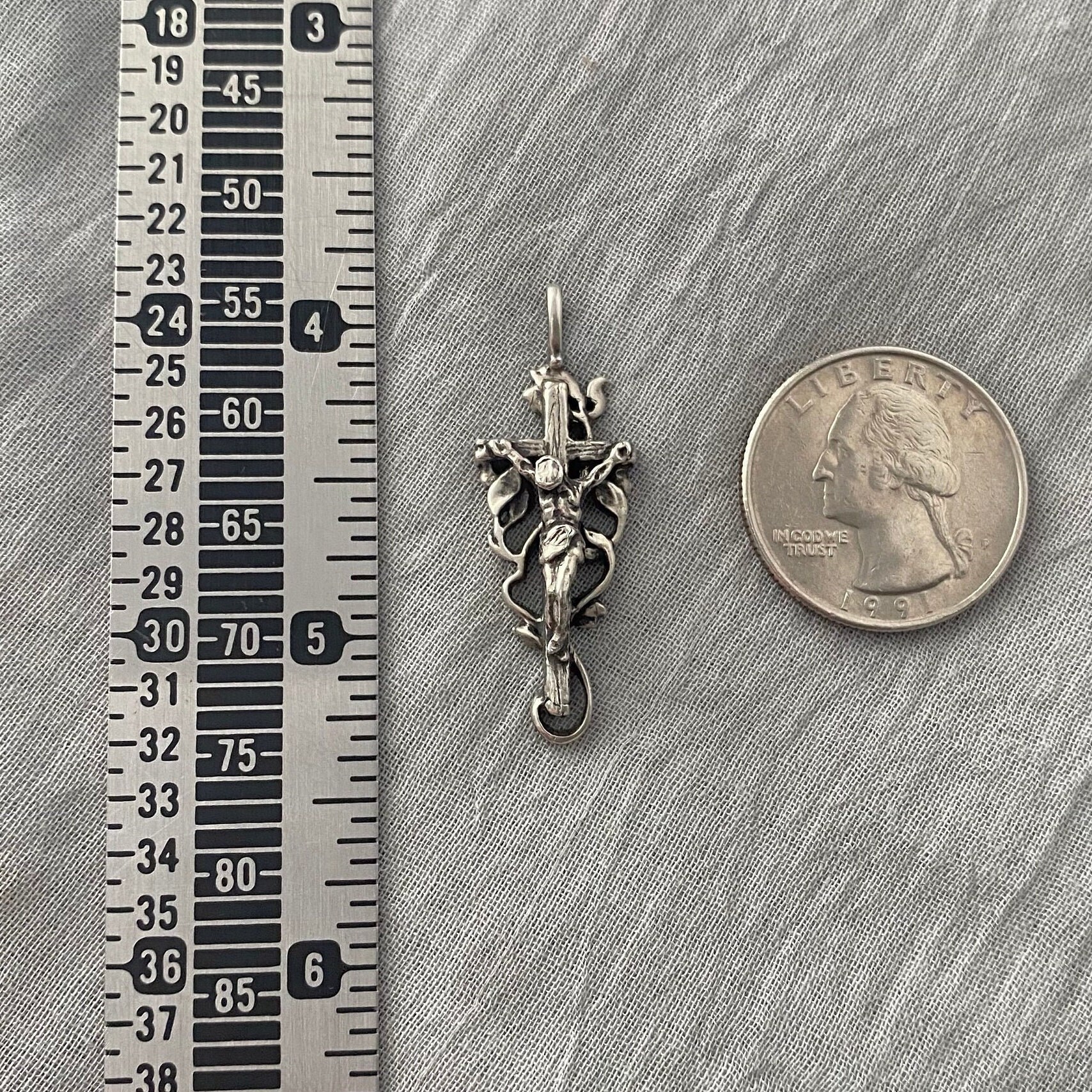 Unique Unusual Realistic Handmade Sterling Silver Tree of Life Crucifix ...