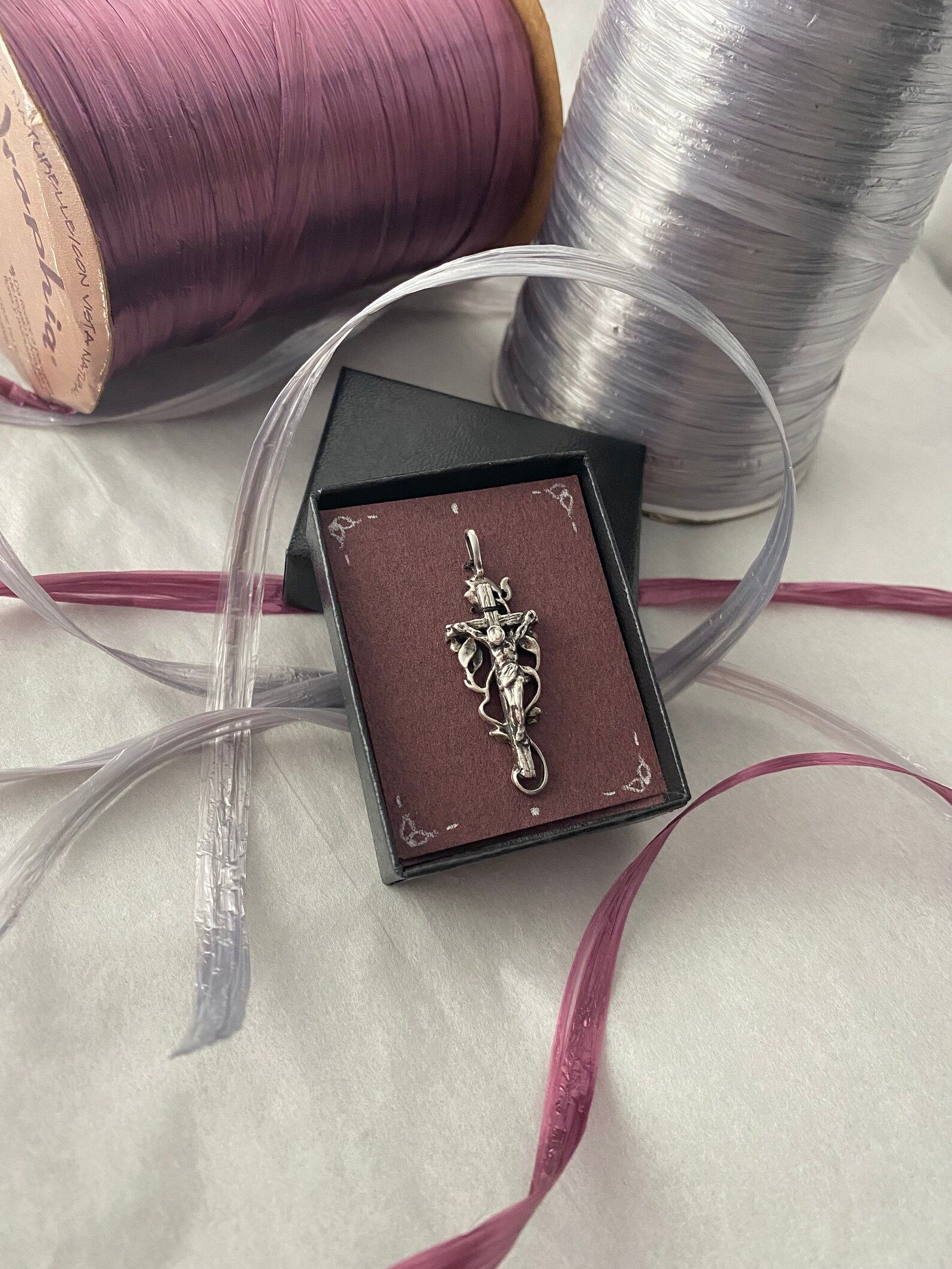 Unusual Sterling Silver Tree of Life Crucifix Pendant Necklace - Etsy