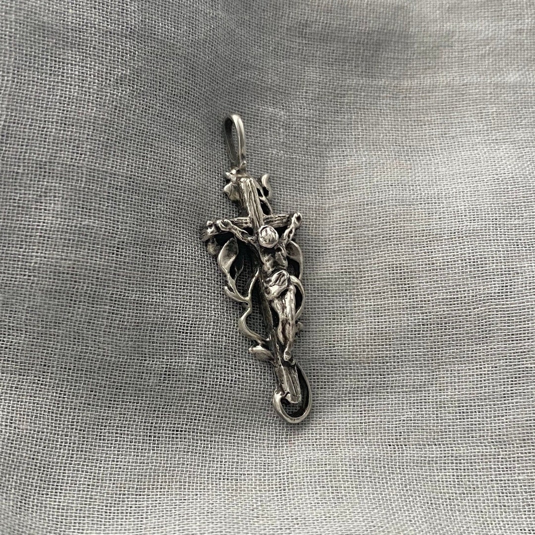 Unique Unusual Realistic Handmade Sterling Silver Tree of Life Crucifix ...