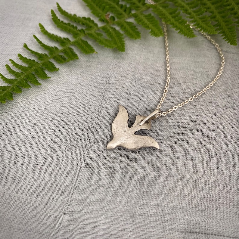 Sterling Silver Descending Dove Necklace; Unique Hand Carved Design - Etsy