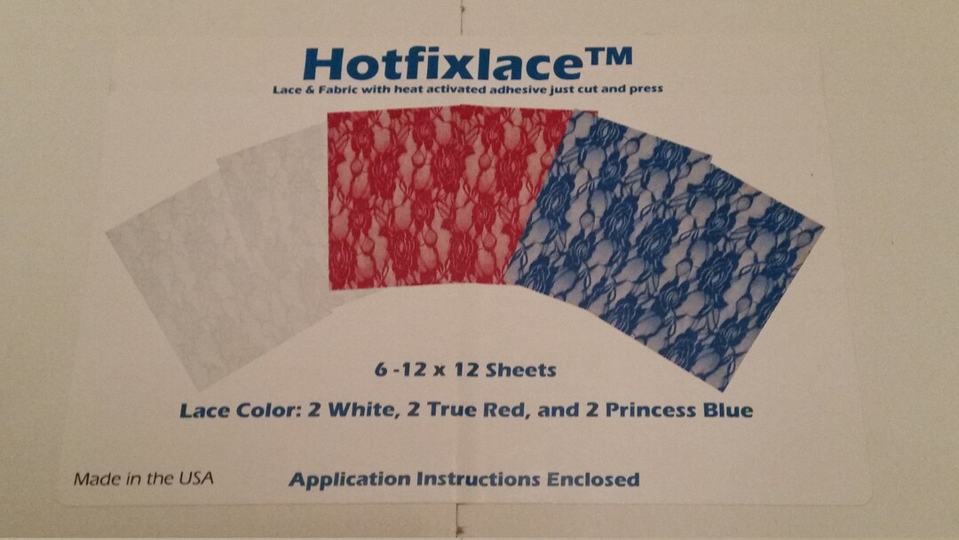 Hotfix Lace Self-adhesive Sheets White, True Red and Princess Blue ...