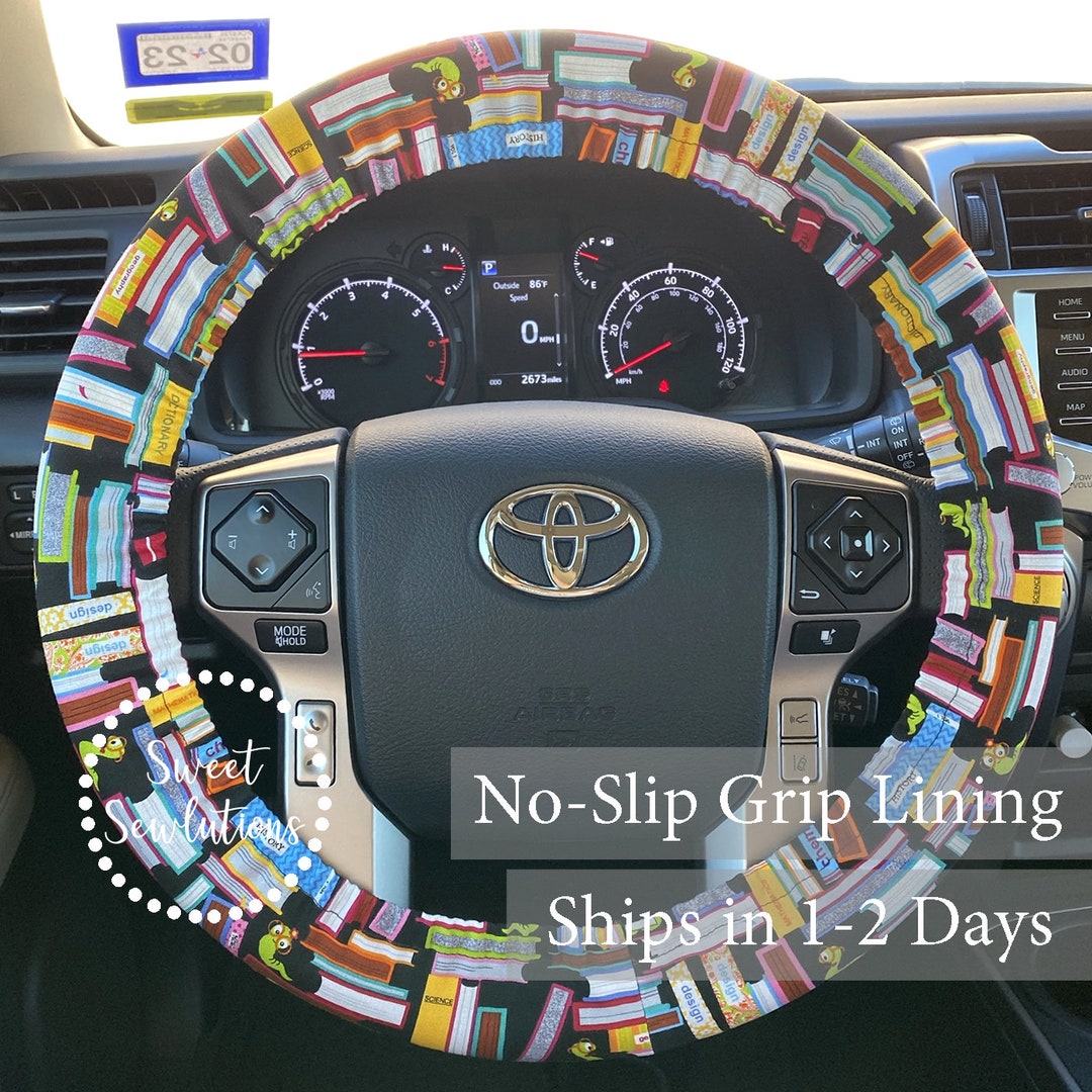 School Subjects Book Worm Steering Wheel Cover, Books Steering Wheel ...