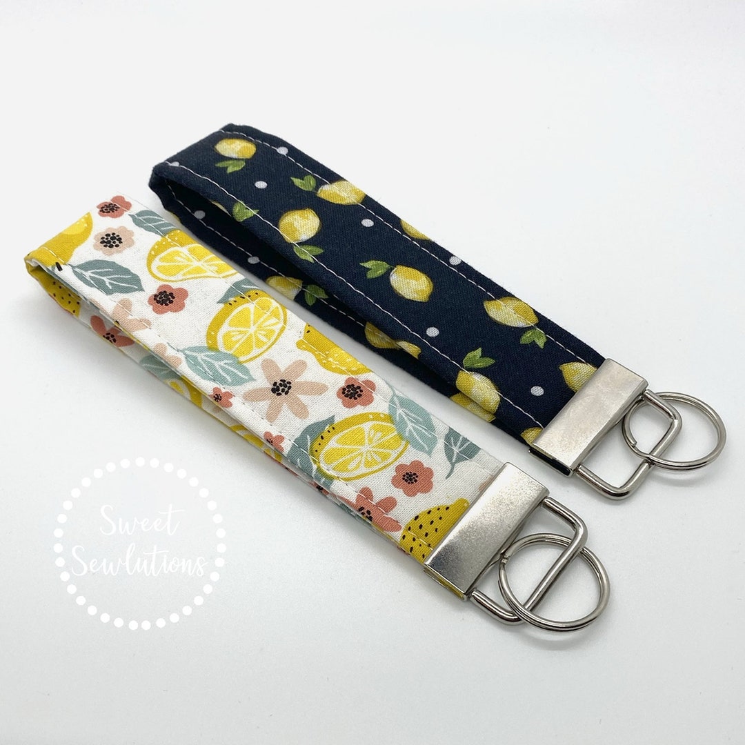 Lemon Print Fabric Key Fob, Lemon Fabric Keychain, Fabric Key Fob ...