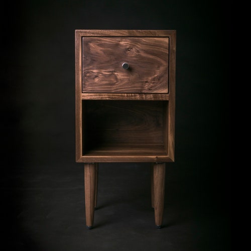 Solid Walnut Nightstand / Bedside Table Two Drawers - Etsy