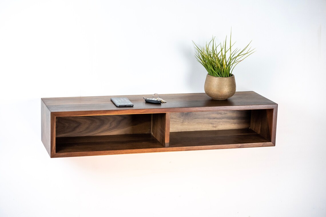 Entryway Floating Console / Solid Wood Floating Media | Etsy
