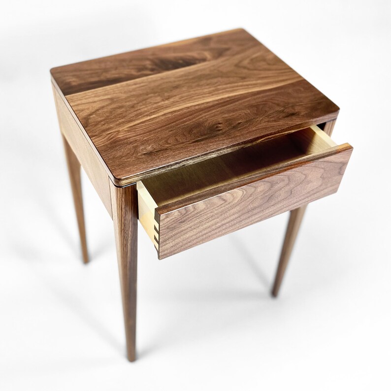 Nightstand in Solid Walnut Bedside Table With Drawer - Etsy