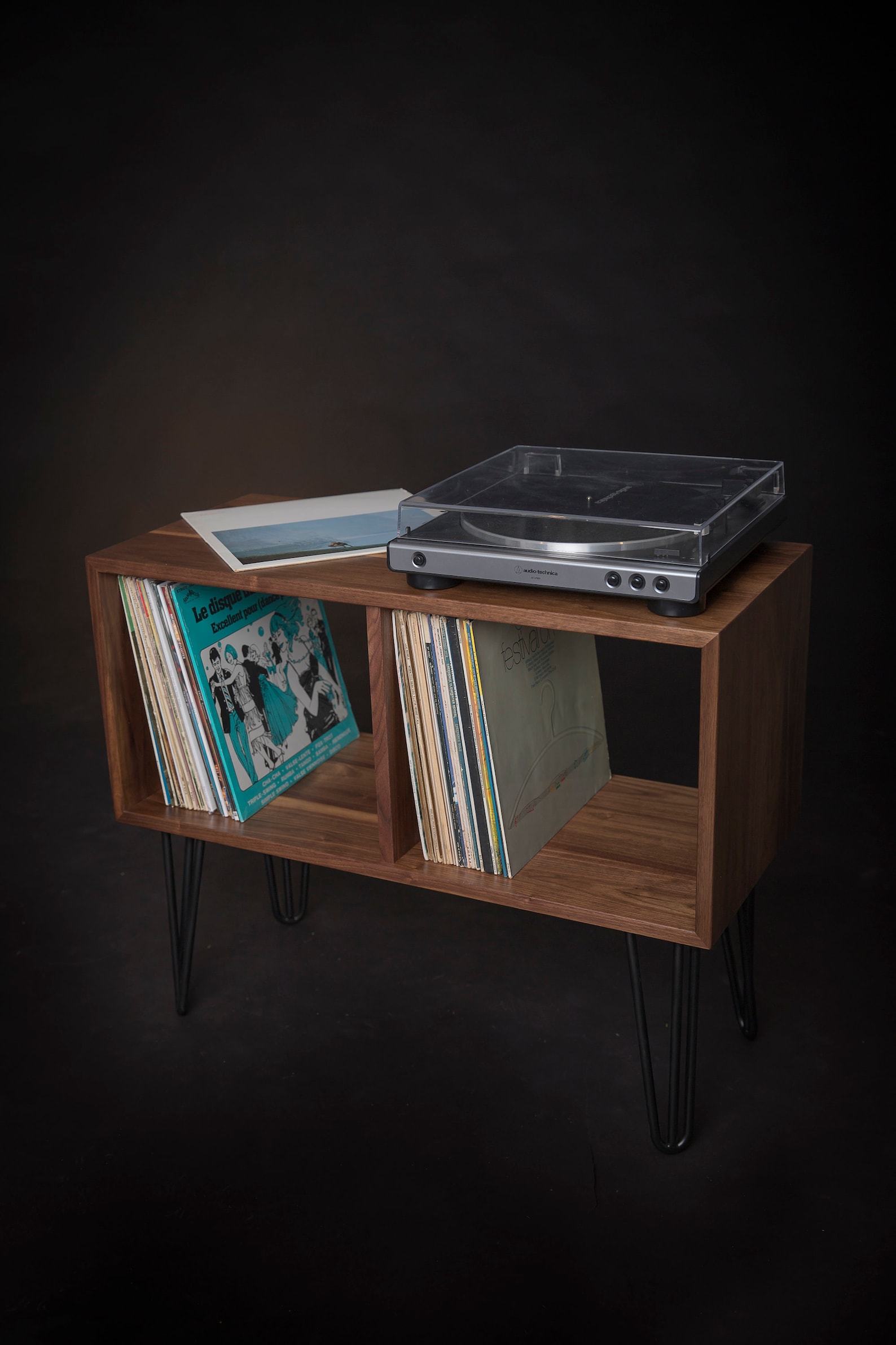 Walnut Vinyl Record Console, Mid-century Modern Turntable Stand - Etsy ...