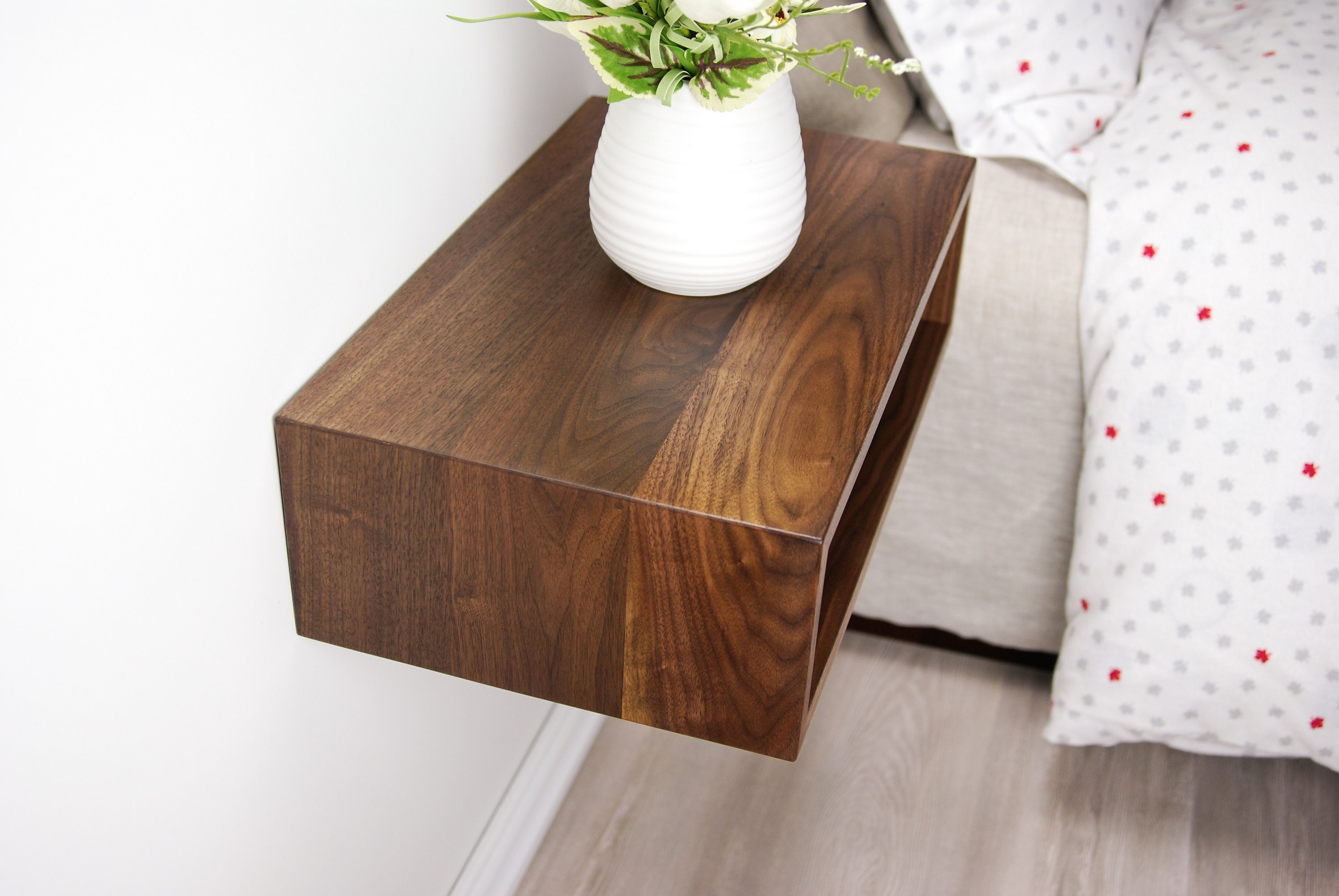 Solid Walnut Wood Floating Nightstand / Floating Walnut | Etsy