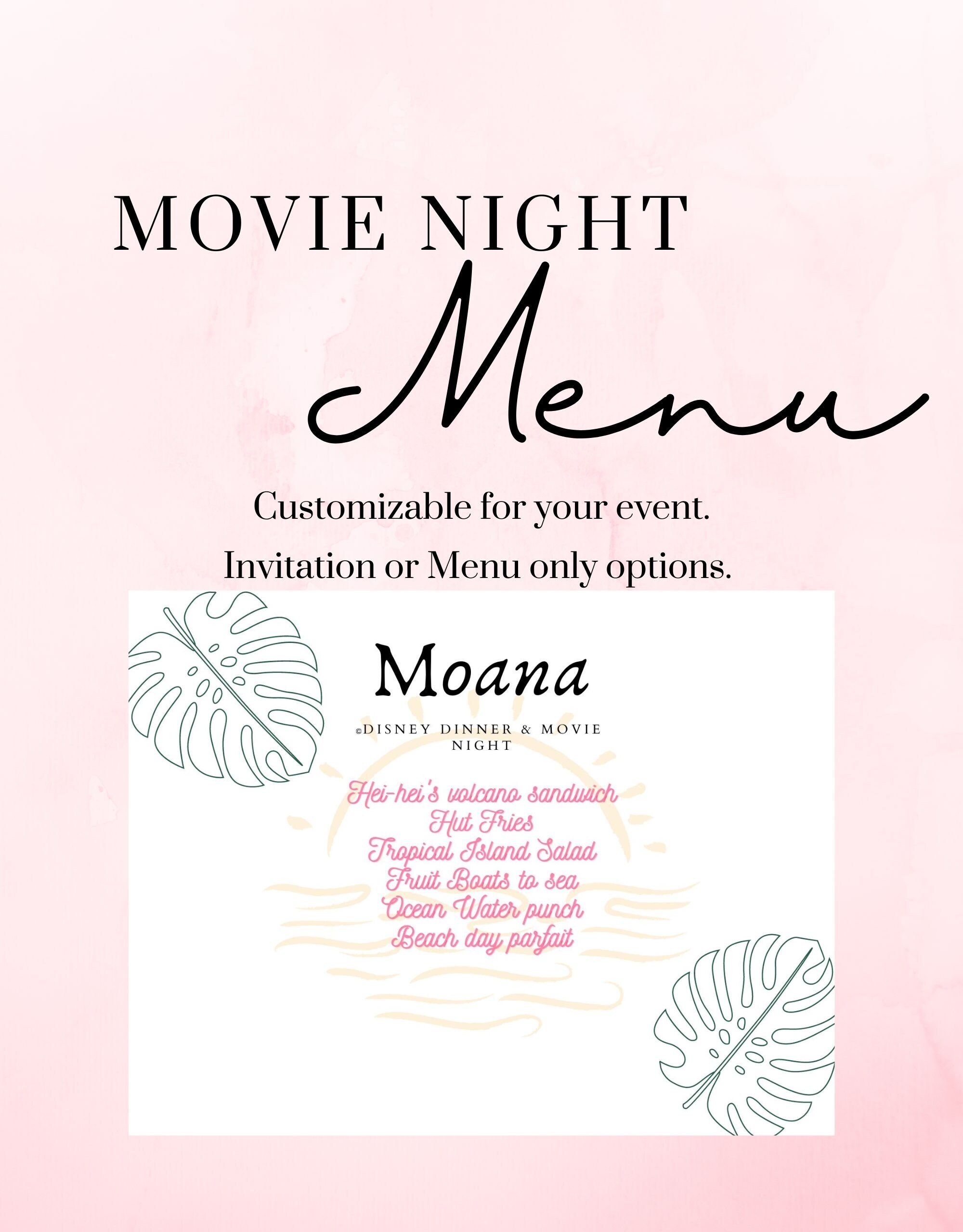 Moana Movie Dinner Night Menu + Invitation - Etsy