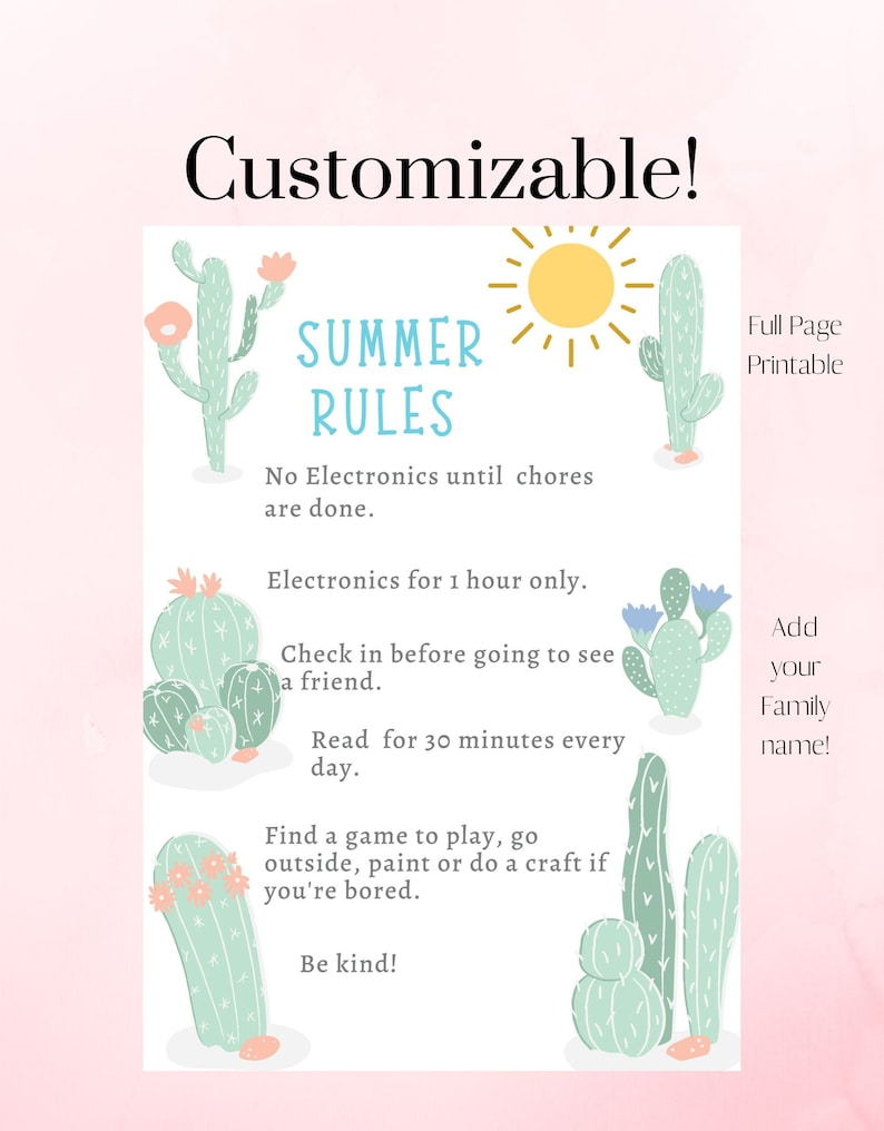 Summer Rules Home Poster-pdf Printable - Etsy