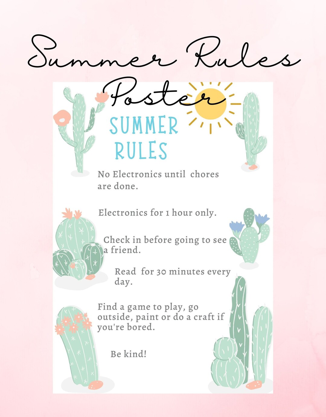 Summer Rules Home Poster-pdf Printable - Etsy