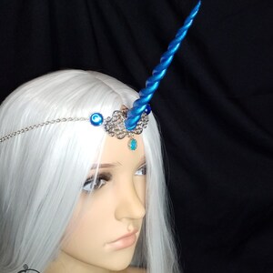 Sapphire Unicorn Tiara With Handsculpted Blue Metallic Horn Princess ...