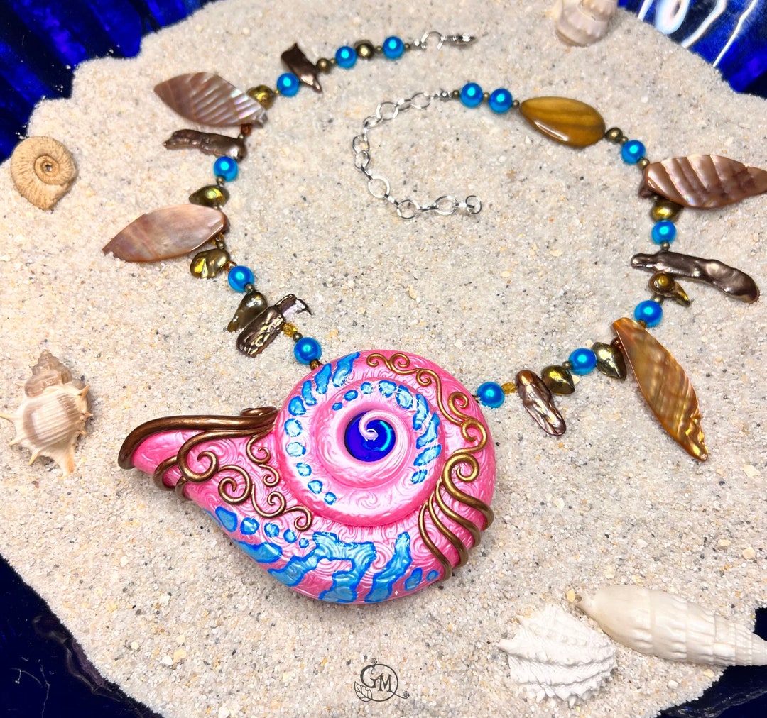 Rose Reef Princess' Shell - Unique Merfolk Necklace - Mermaid Jewelry ...