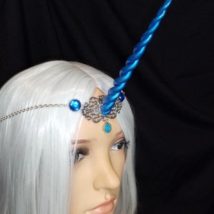 Sapphire Unicorn Tiara With Handsculpted Blue Metallic Horn Princess ...