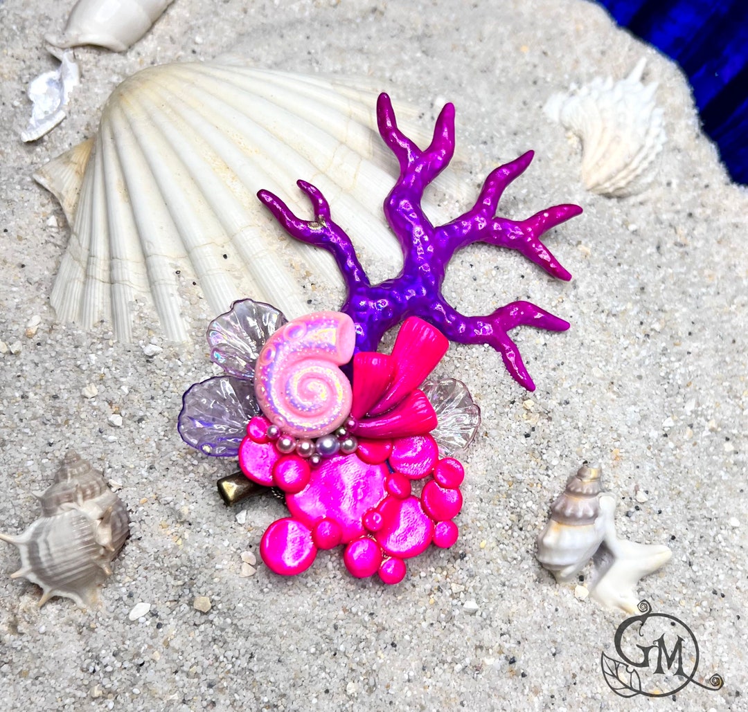 Mystic Magenta Reef - Wonderfull Mermaid Hairclip With Handmade Corals ...
