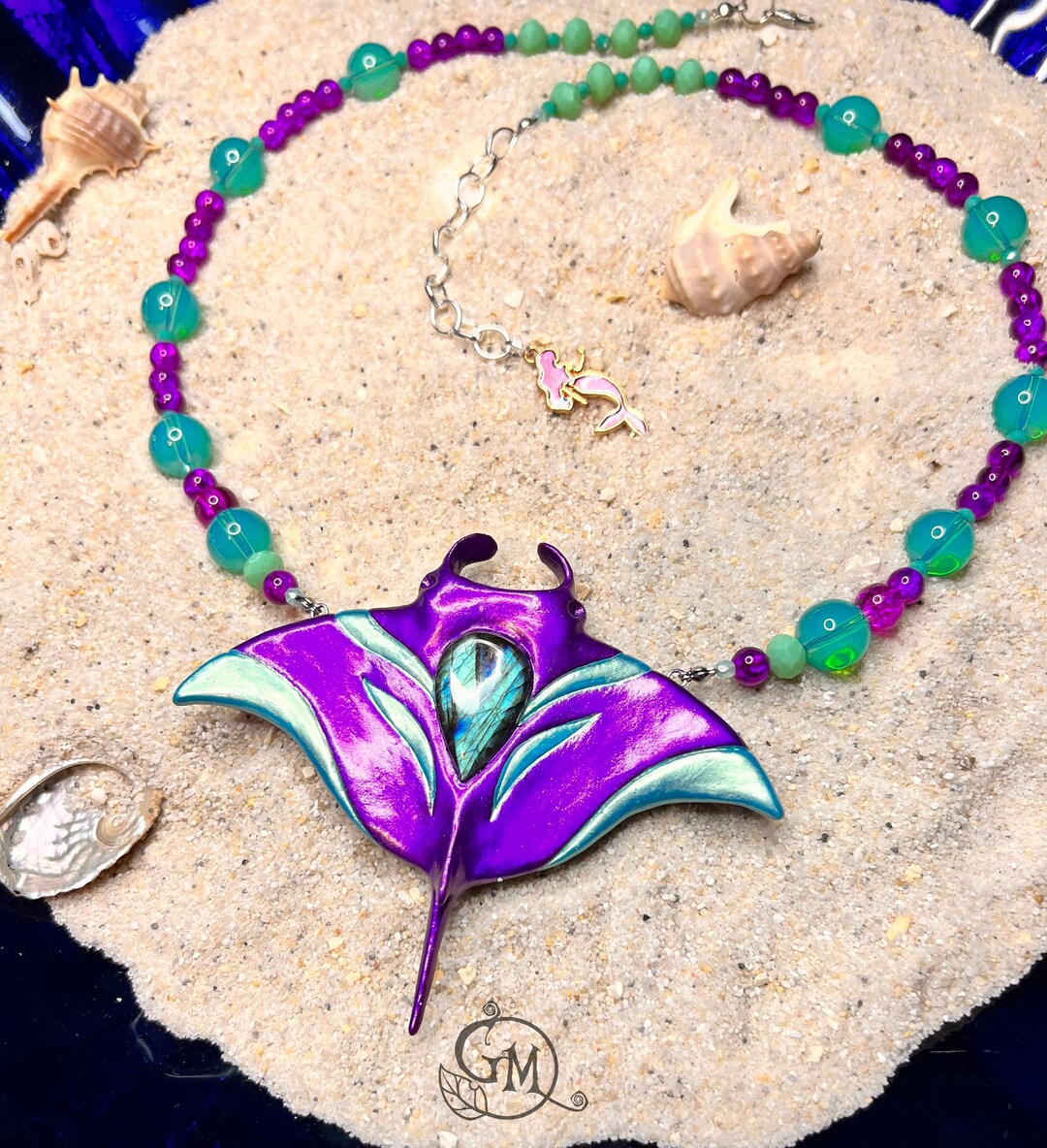 Ethereal Manta - Merfolk Necklace With Gorgeous Handsculpted Manta Ray ...