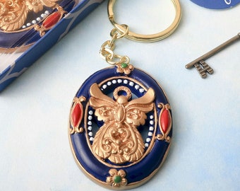 Silver-metal Guardian Angel Wings Key Chain Religious-themed Favors ...