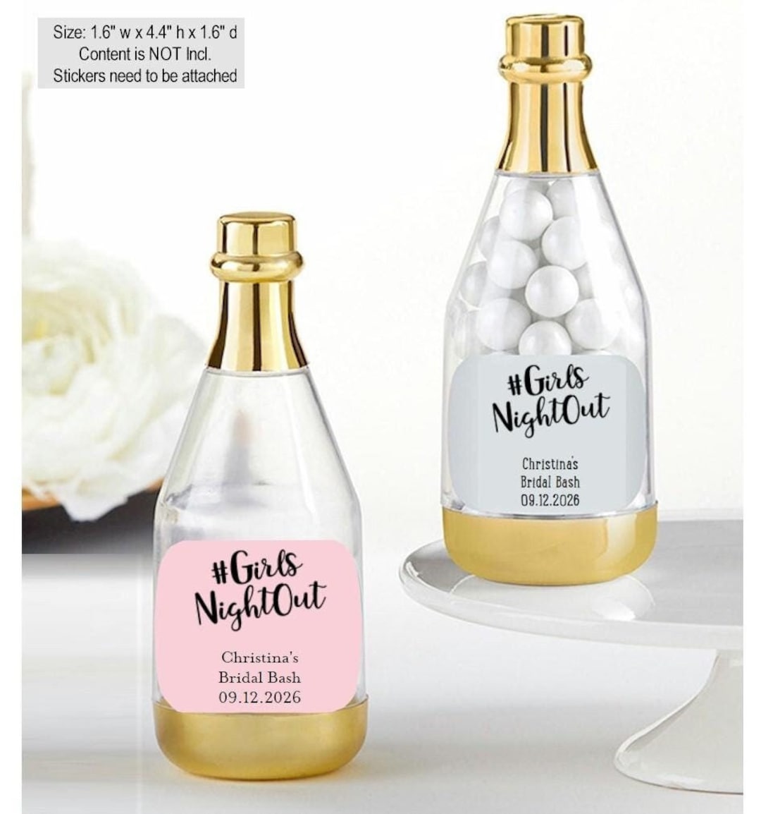 24 Personalized Girls Night Out Party Favors, Acrylic Champagne Bottles ...