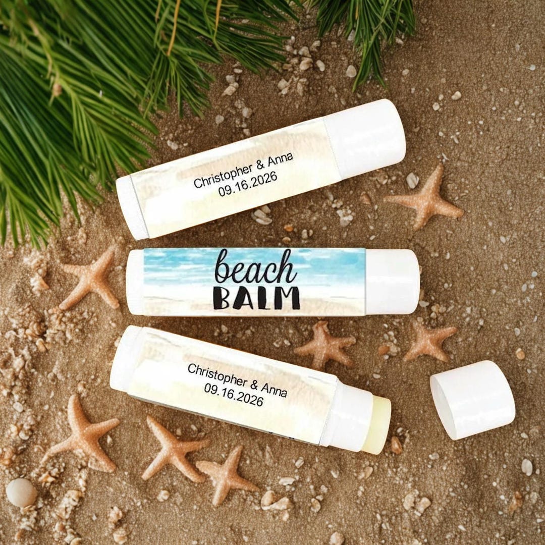 Personalized Beach Lip Balm Favors: Bridal Shower, Destination Wedding ...