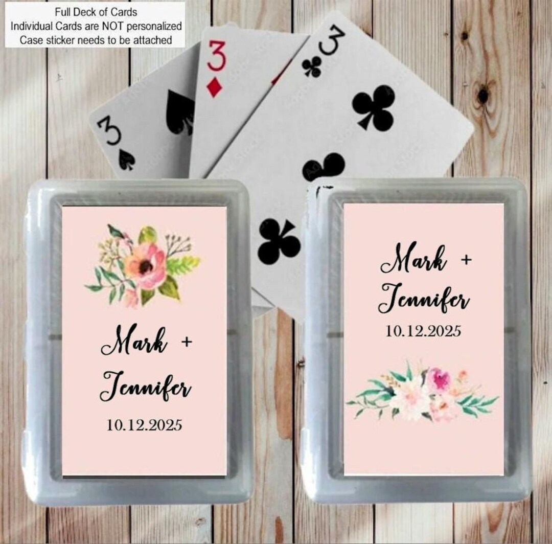 Deck of Playing Cards Party Favors, Personalized Floral Blush Case ...