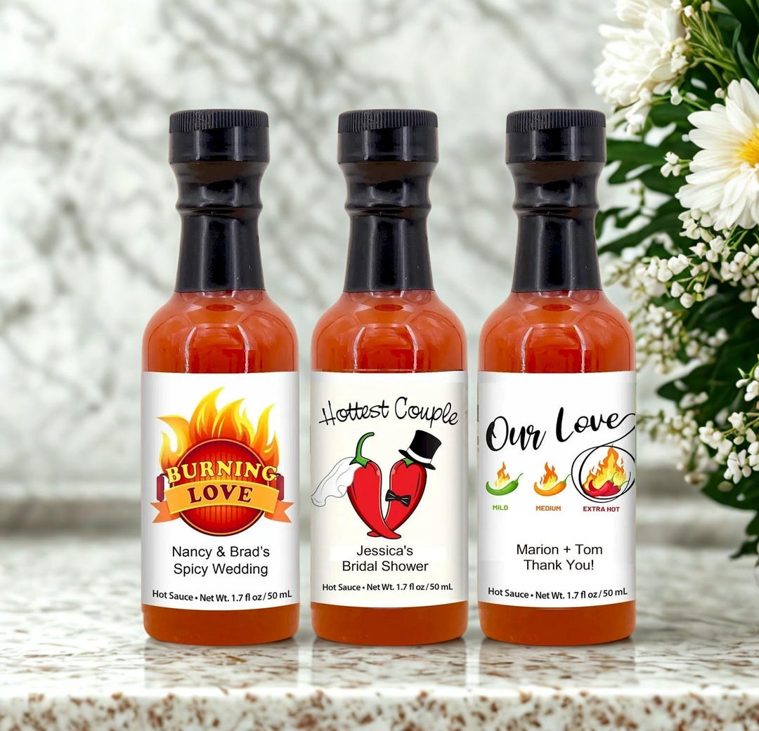 Personalized Mini Hot Sauce Favors: Bridal Shower & Wedding Party (1.7 ...