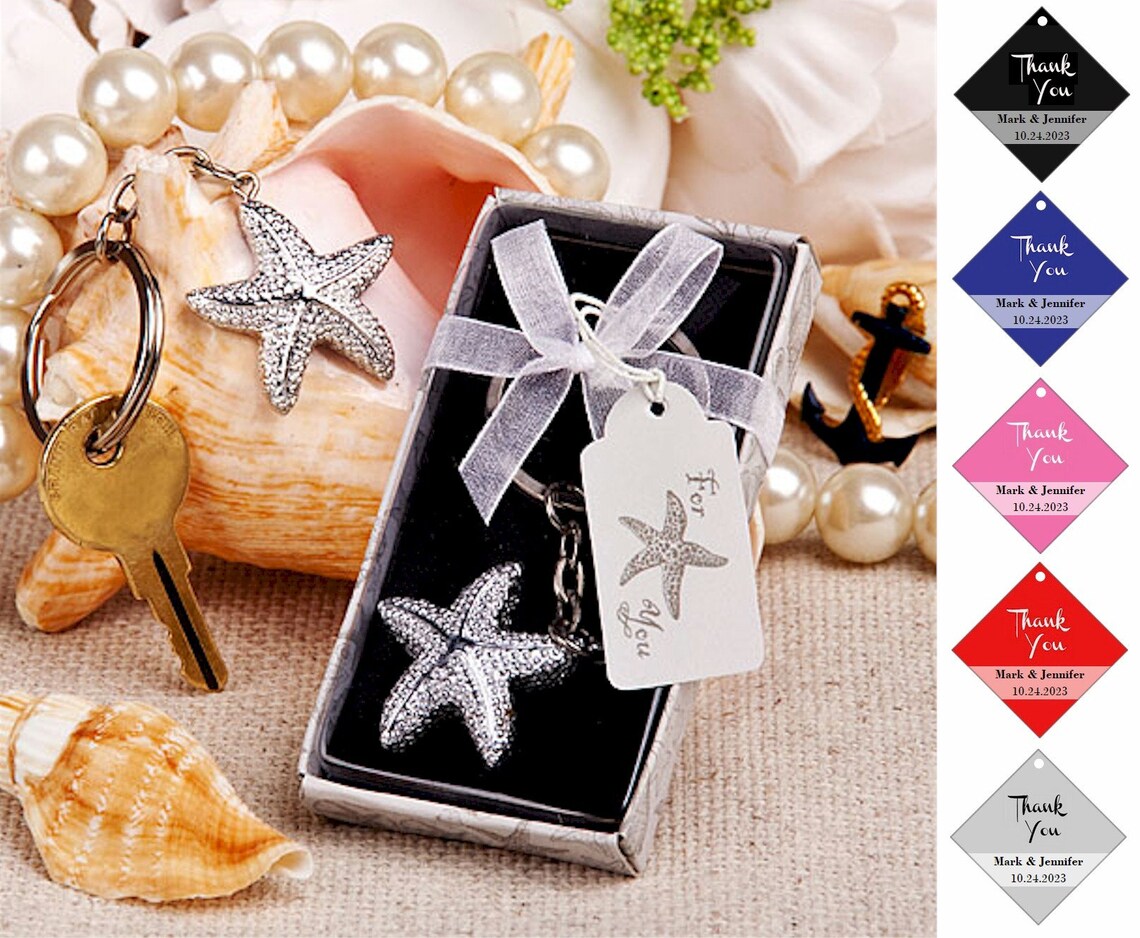 Starfish Keychain Favors Nautical Key Ring Sea Star Key - Etsy