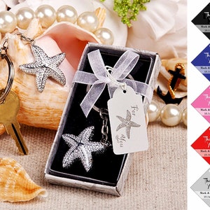 Starfish Keychain Favors, Nautical Key Ring, Sea Star Key Chains, Beach ...