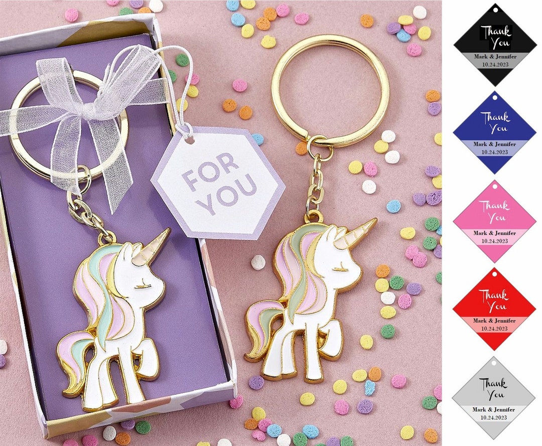 24 Unicorn Key Chain, Key Ring, Wedding Bridal, Sweet 16, Baby Shower ...