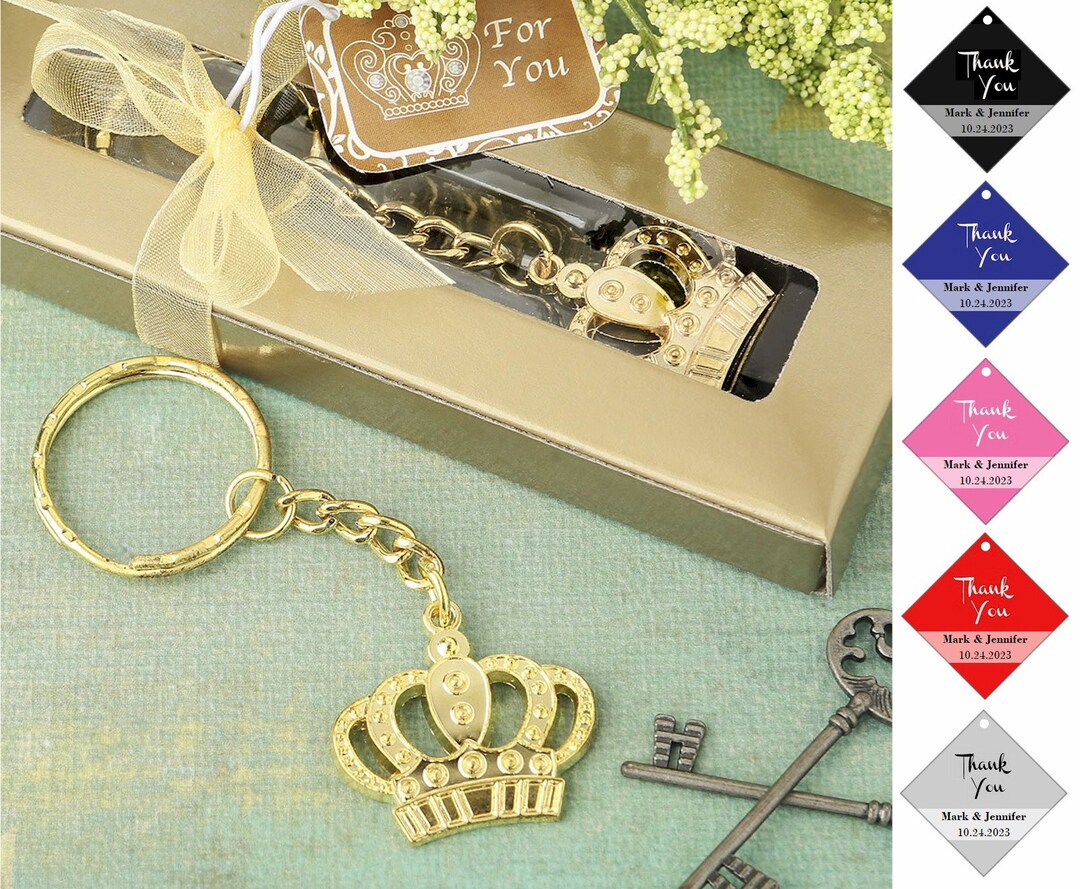 Gold Royal Crown Key Chain, Baby Shower Favors, Sweet 16 Keychain ...