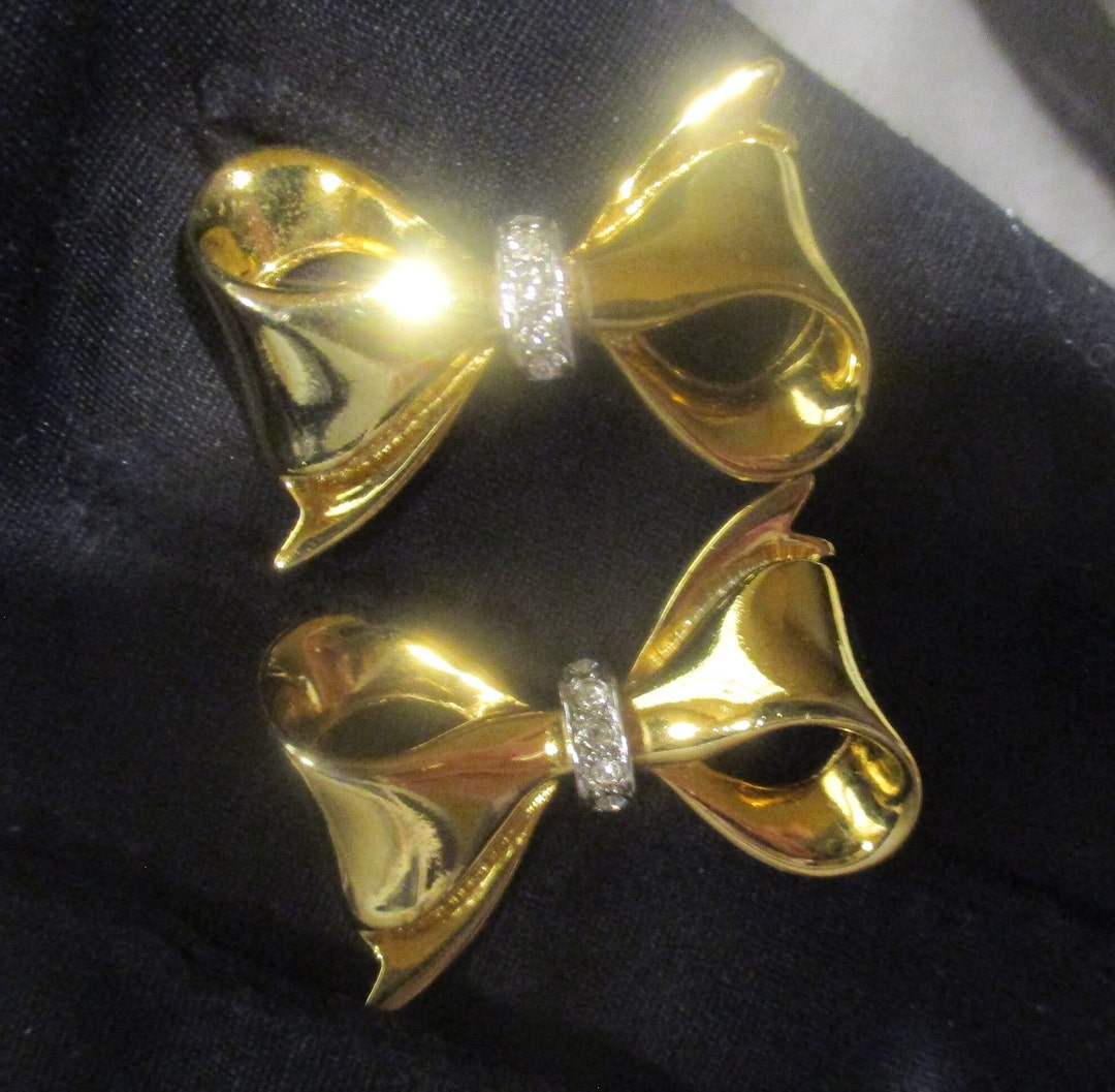 RARE Beautiful ERWIN PEARL Crystal Bow Earrings Vintage Pep Rich ...