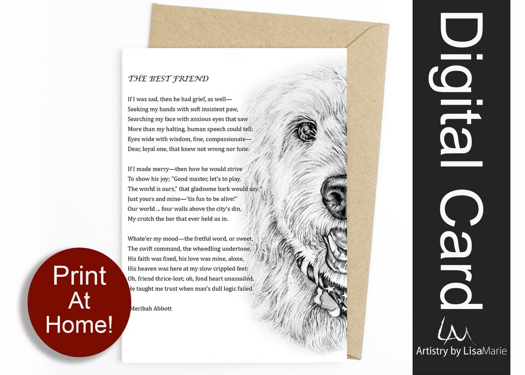Printable Dog Card Inspirational Art Dog Lover Gift Golden - Etsy
