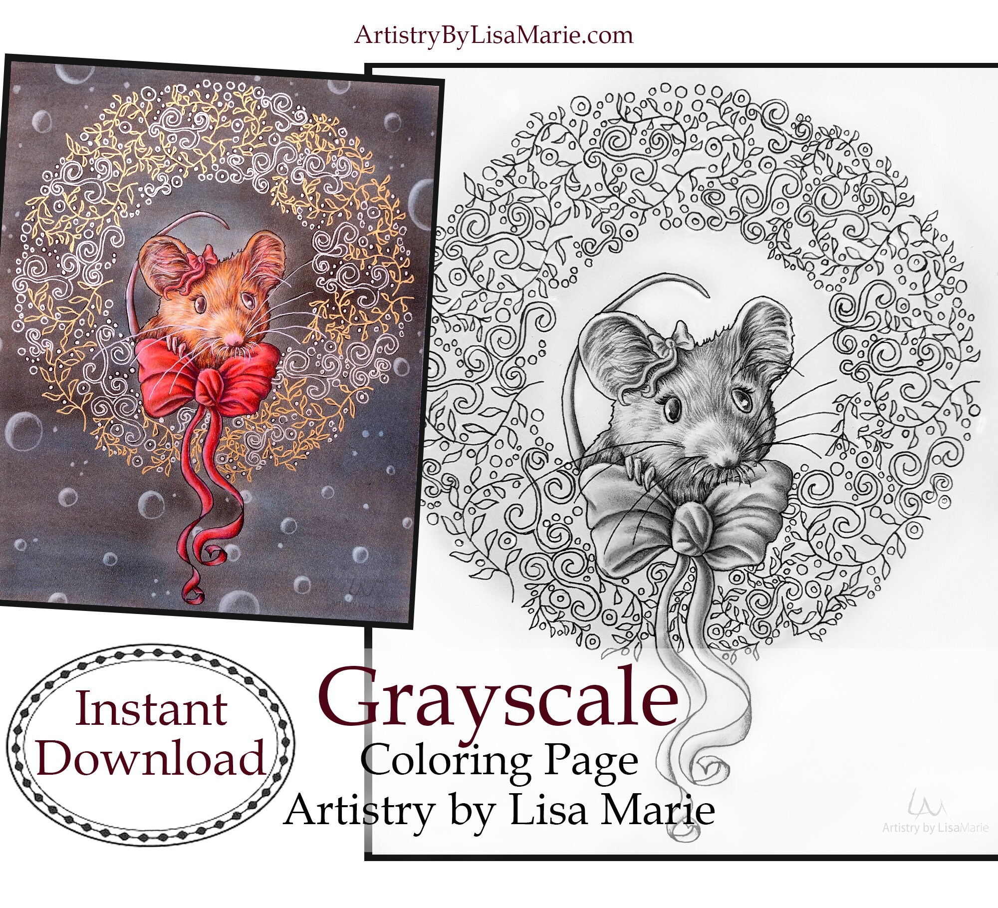 Christmas Mouse Coloring Pages Printable