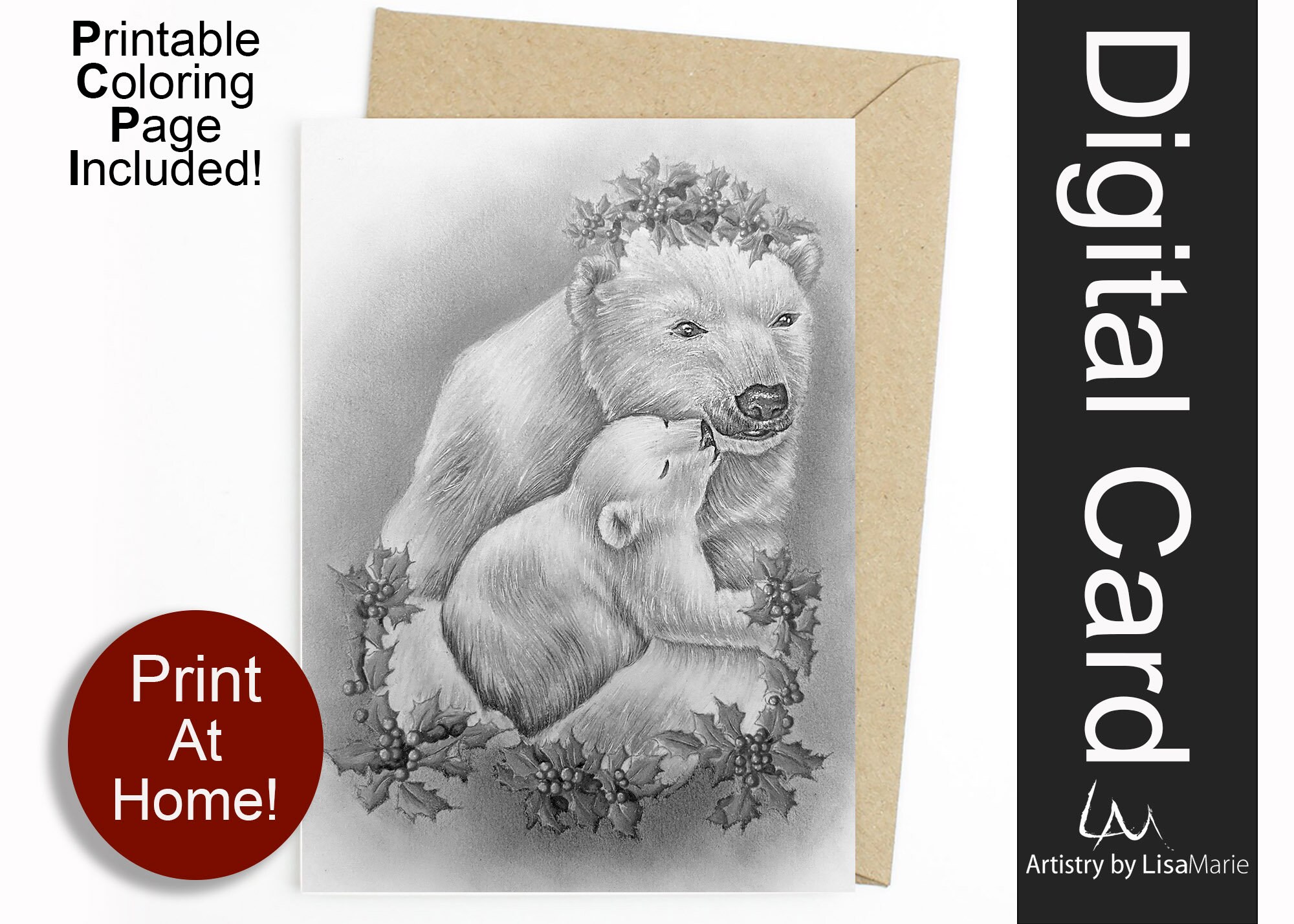Christmas Polar Bear Coloring Page