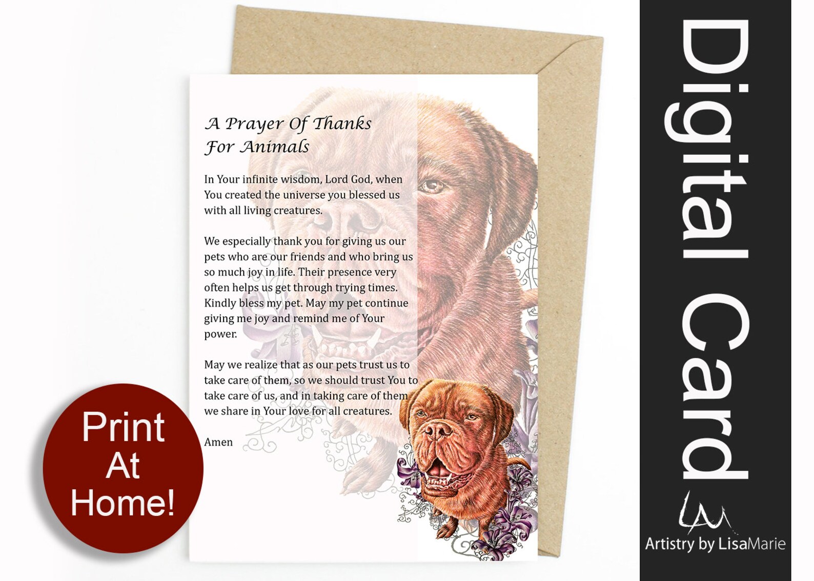 Pet Prayer Dog Greeting Card Printable Pet Memorial Psalm for - Etsy