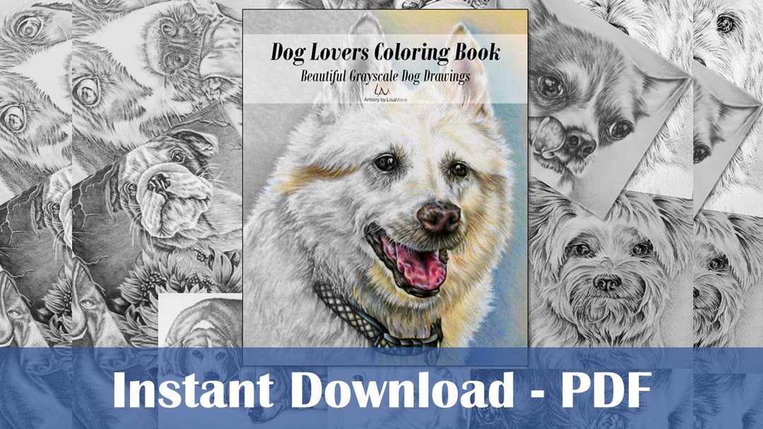 Dog Coloring Book PDF Adult Coloring Book Printable - Etsy