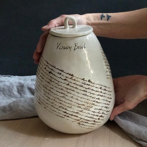Handmade Ceramic Vision Bowl — Personalized Bucket List Jar With Lid ...