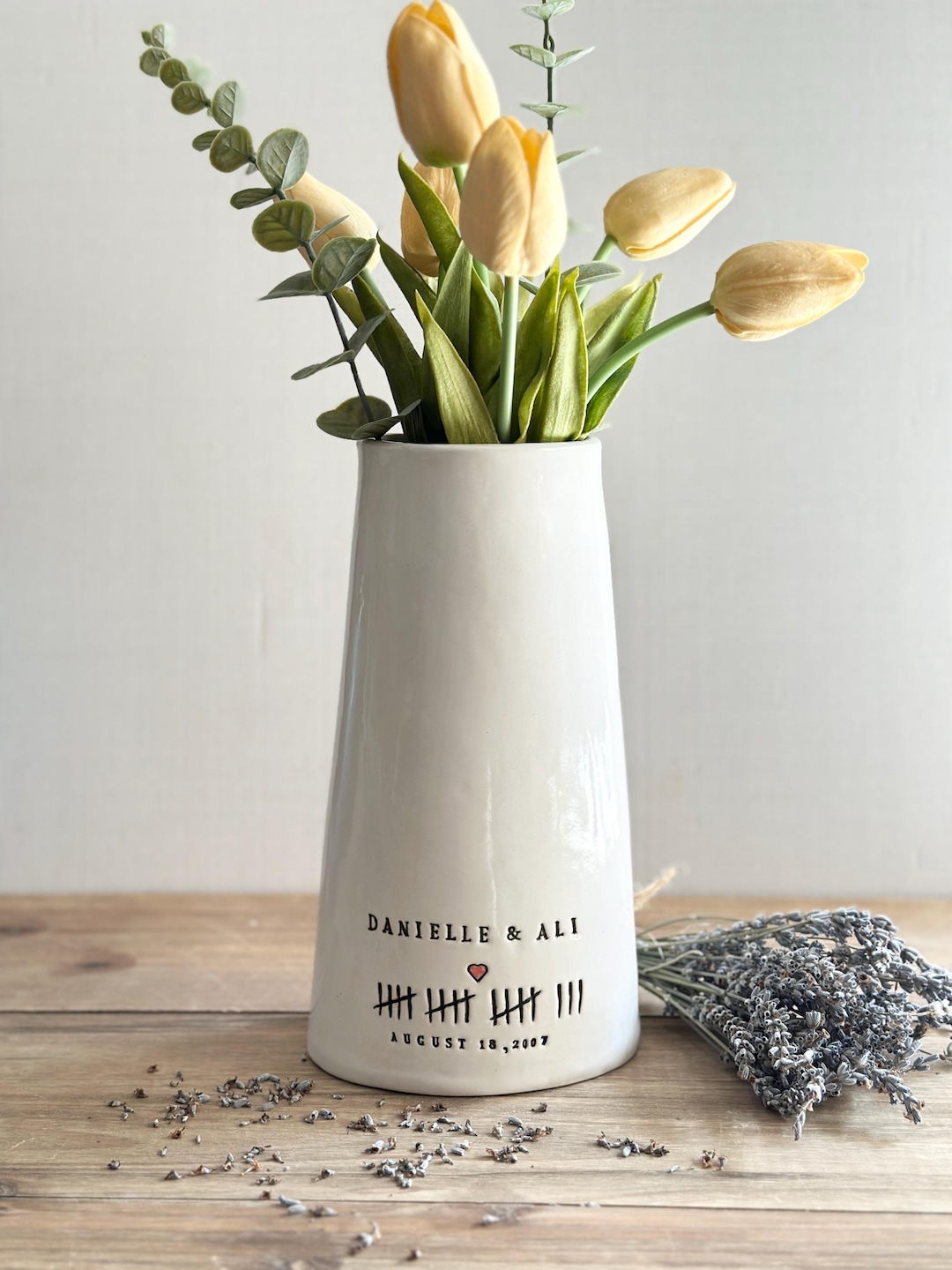 Personalized Anniversary Vase – Custom Ceramic Wedding Gift, Couple ...